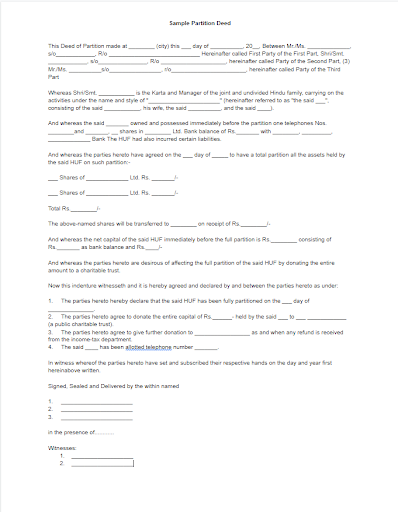 Partition Deed या विभाजन विलेख क्या होता है? जानिए फॉर्मेट, जरूरी ...