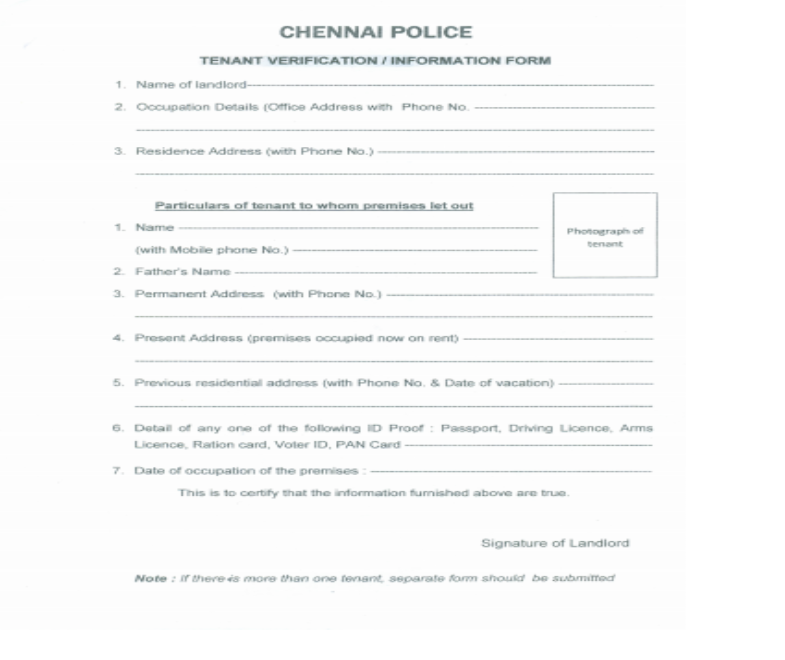 Kirayedar Verification Form