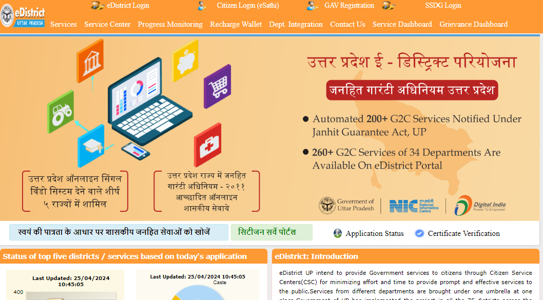 E District Portal - Objectives, Services and State-Wise Login