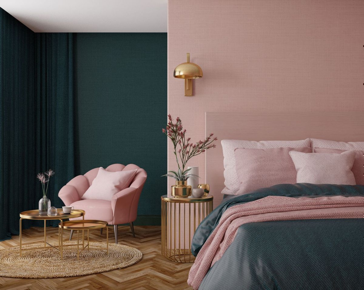 Grey pink and teal bedroom store