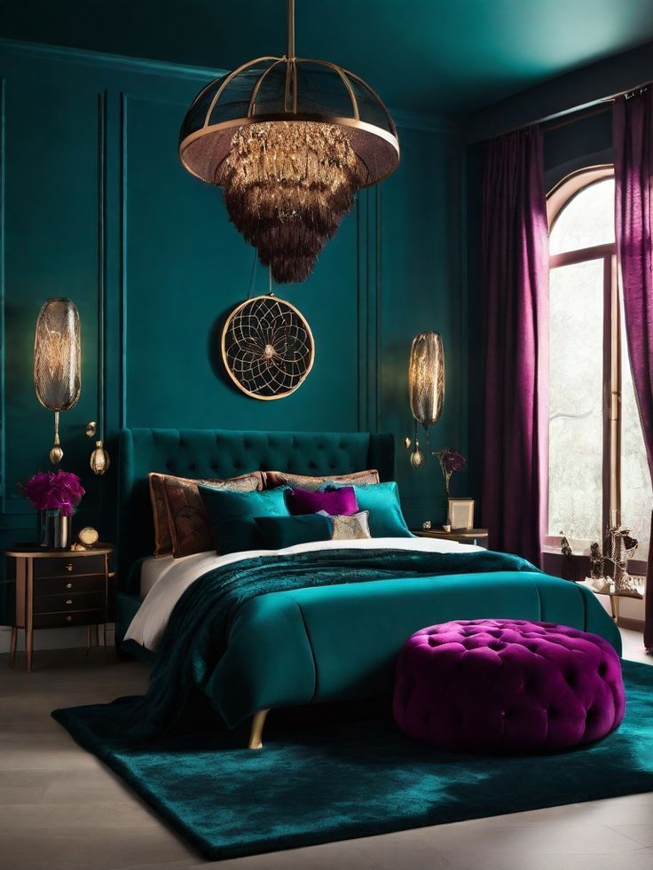 10 Peacock Green Colour Combinations For Home Decor