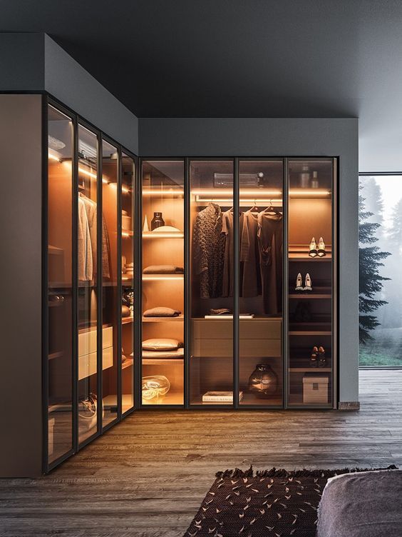 Transparent glass cupboard store