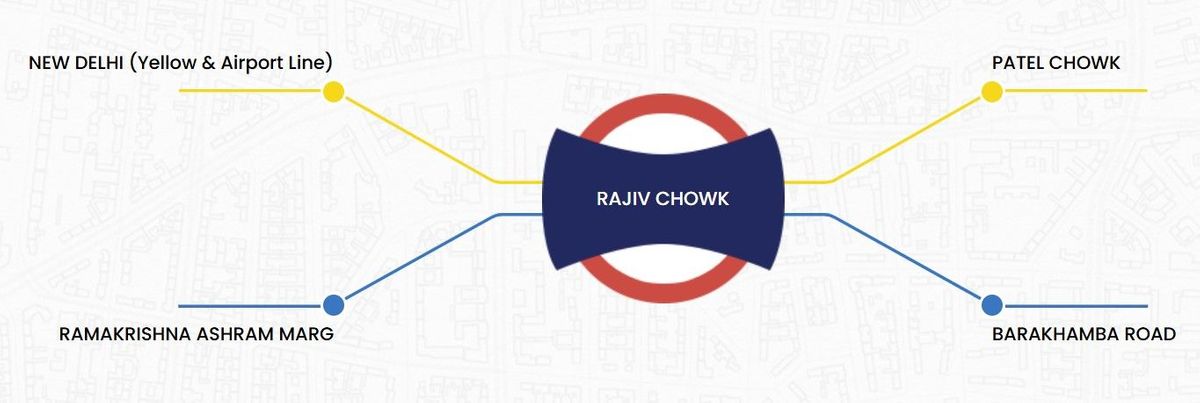 Rajiv Chowk Metro Station Delhi on Blue and Yellow Line