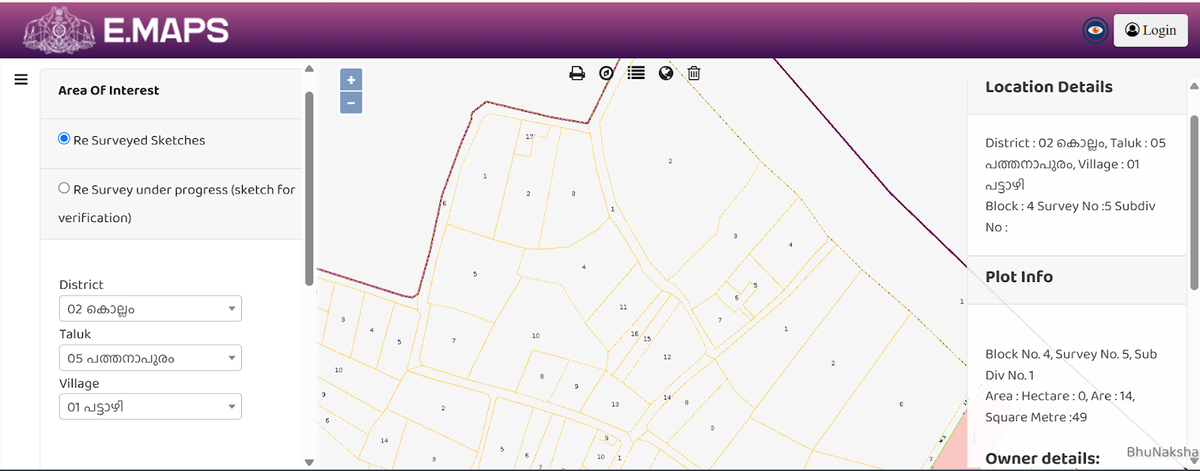 eMaps Kerala Online: View Land Maps or Bhu Naksha Kerala