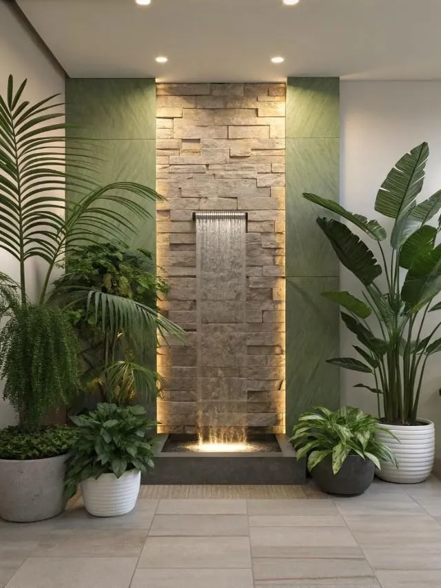 Beautiful Waterfall Inside Home Design Ideas