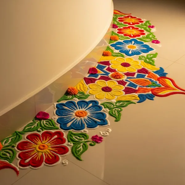 simple flower border rangoli