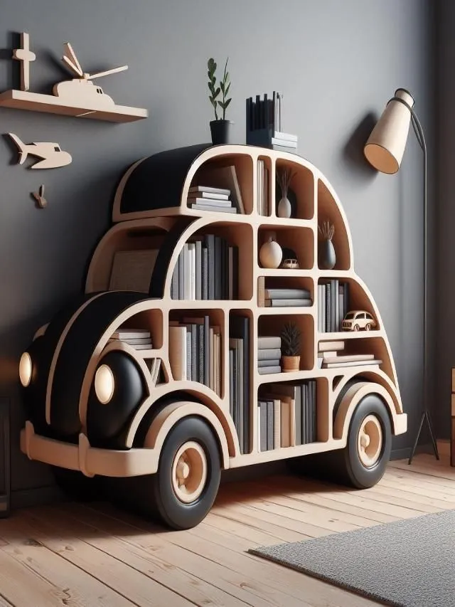 For the Car Lovers - 5 Wall Shelf Designs Inspired by Jeeps and Cars