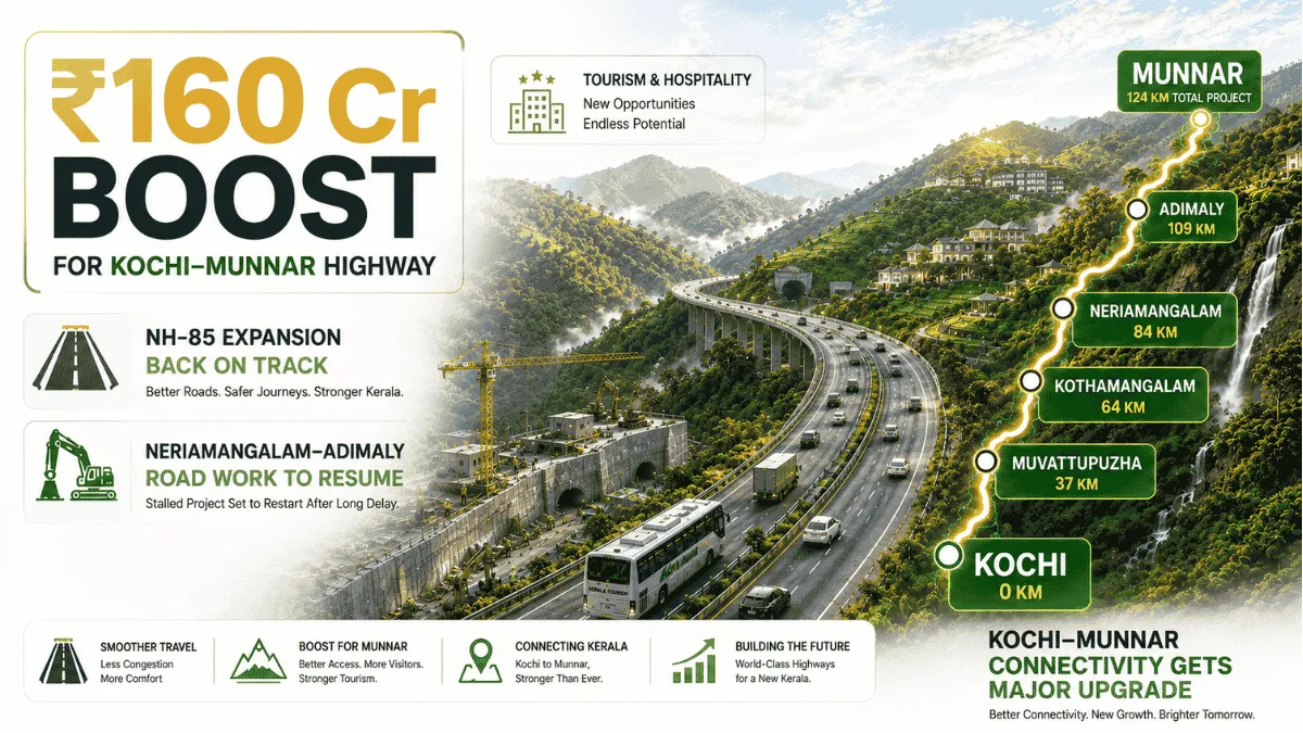 NH-85 అప్‌గ్రేడ్ కోసం NHAI ₹160 కోట్ల నిధులకు ఆమోదం; నేరియమంగళం-అడిమాలి ...