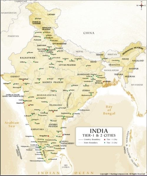 Full List of Tier 1, 2, 3 & 4 Cities in India (Updated)