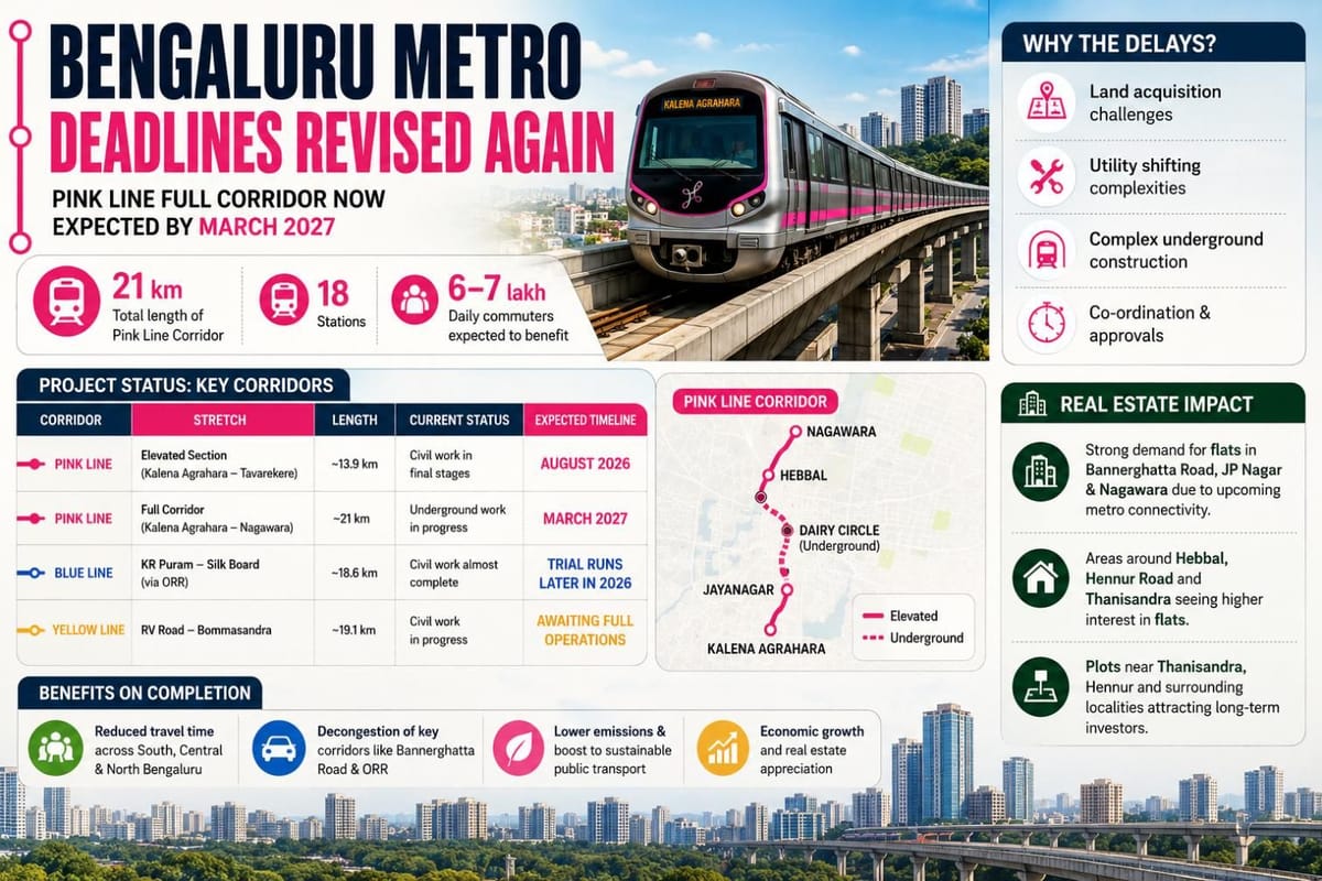 Bengaluru Metro Pink Line Full Corridor Pushed to March 2027