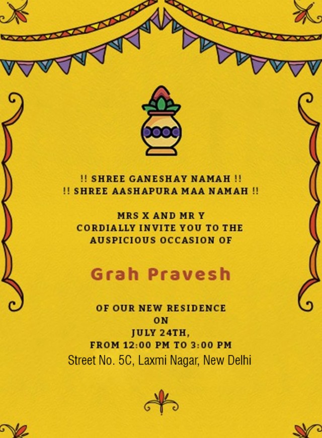 Griha Pravesh Housewarming Invitation Card Messages Wording Ideas My 