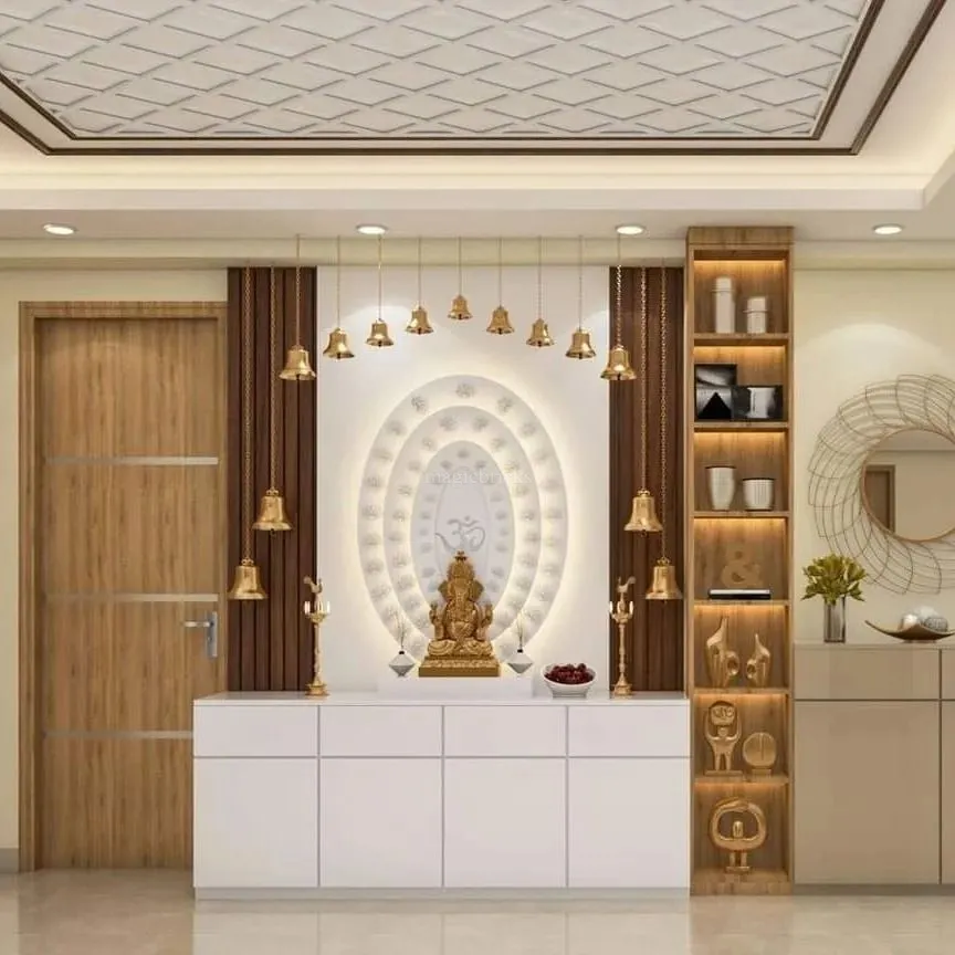 Pooja Room False Ceiling Design Evens Construction Pvt Ltd: False