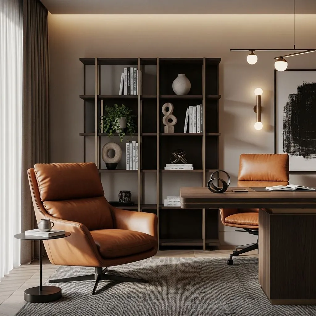 Sophisticated Walnut Executive Home Office Interior Design