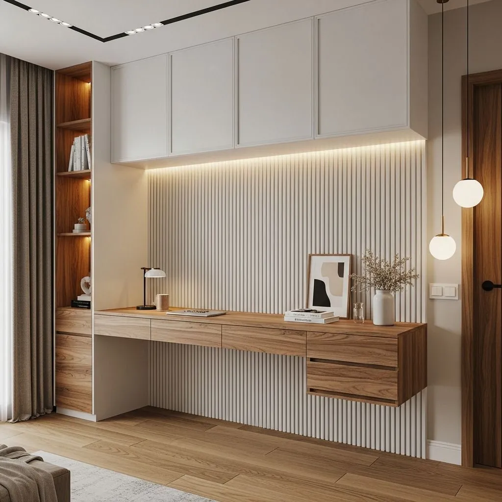 Modern Fluted Built-In Modular Home Office Interior Design