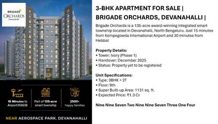 1+ Flats for Sale in Ivory Phase 1 At Brigade Orchards, Bangalore ...
